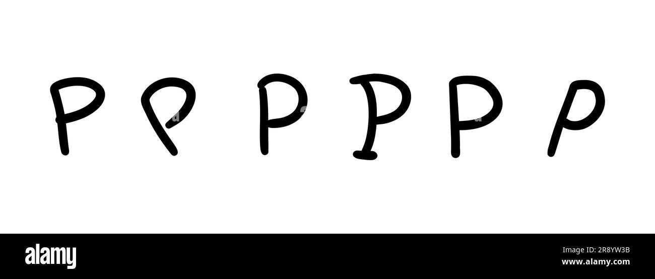 Childlike simple black english latin P alphabet letter symbol. Vector ...