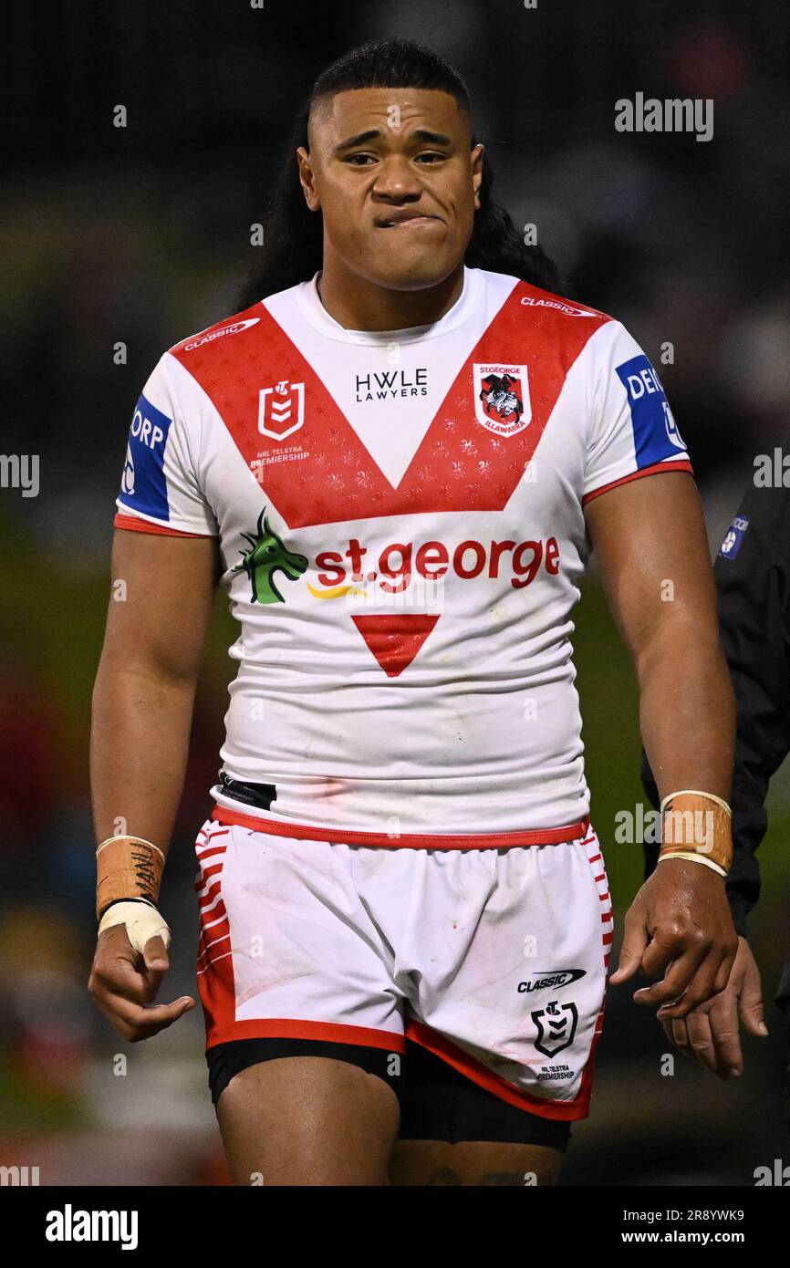 Wollongong, Australia. 23rd June, 2023. Mosese Suli of the Dragons ...