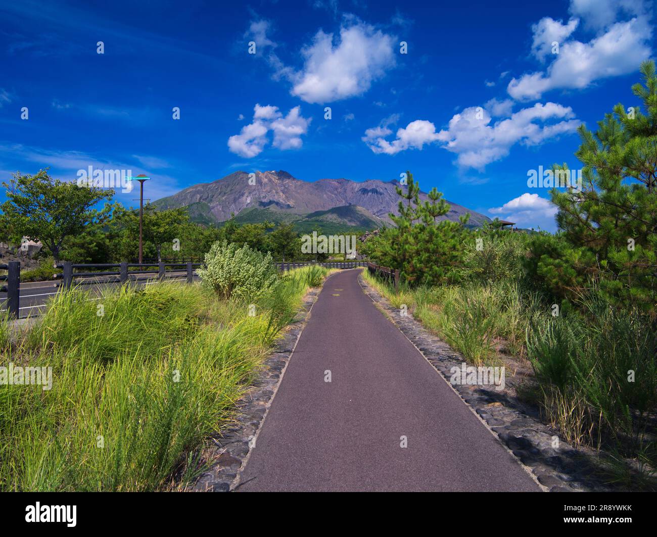Sakurajima Lava Beach Promenade and Sakurajima Island Stock Photo - Alamy