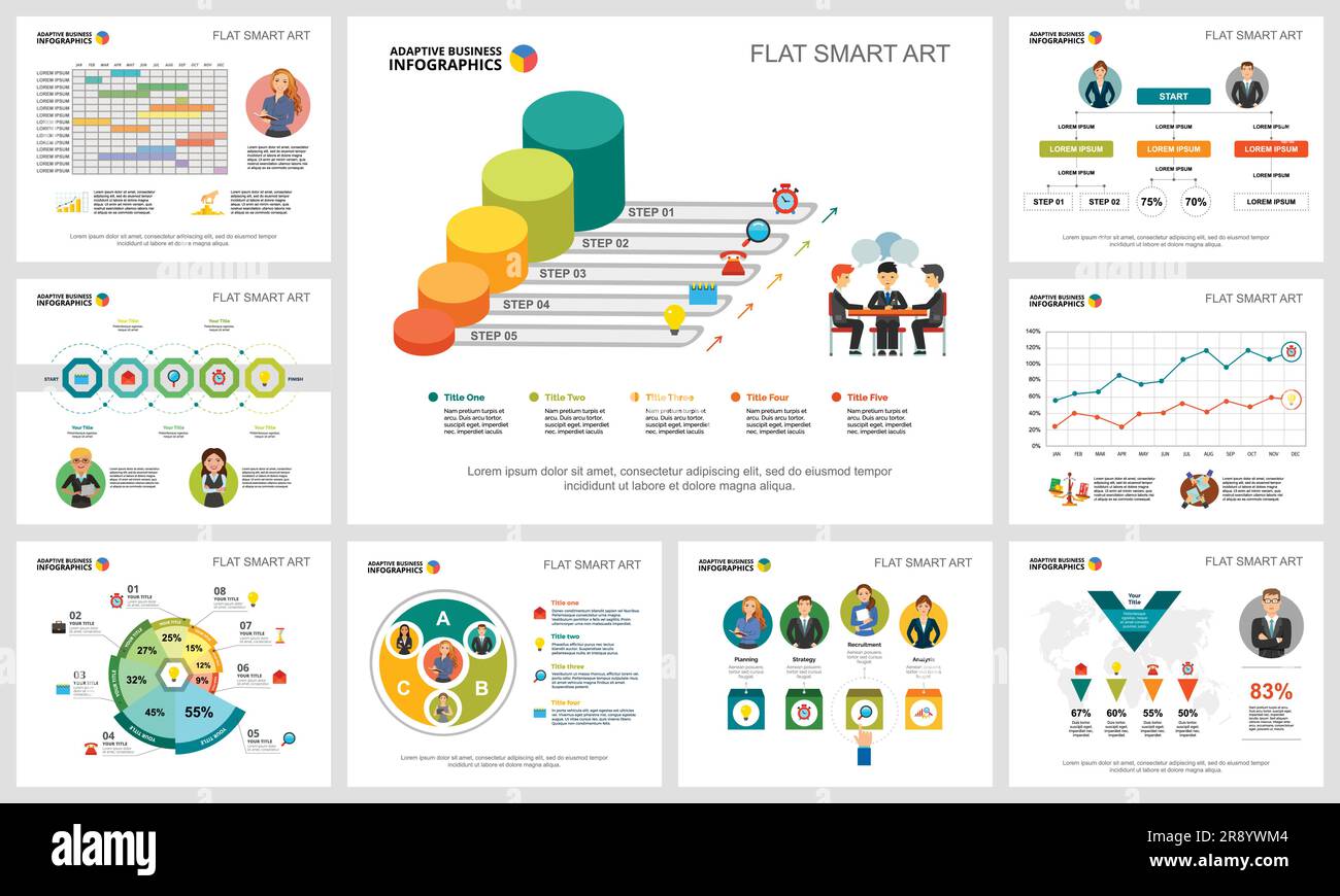 Colorful partnership or planning concept infographic charts set Stock ...