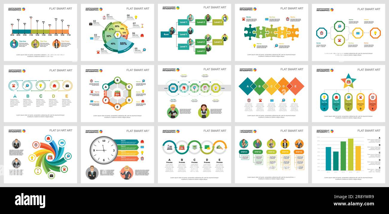 Colorful management or analysis concept infographic charts set Stock ...