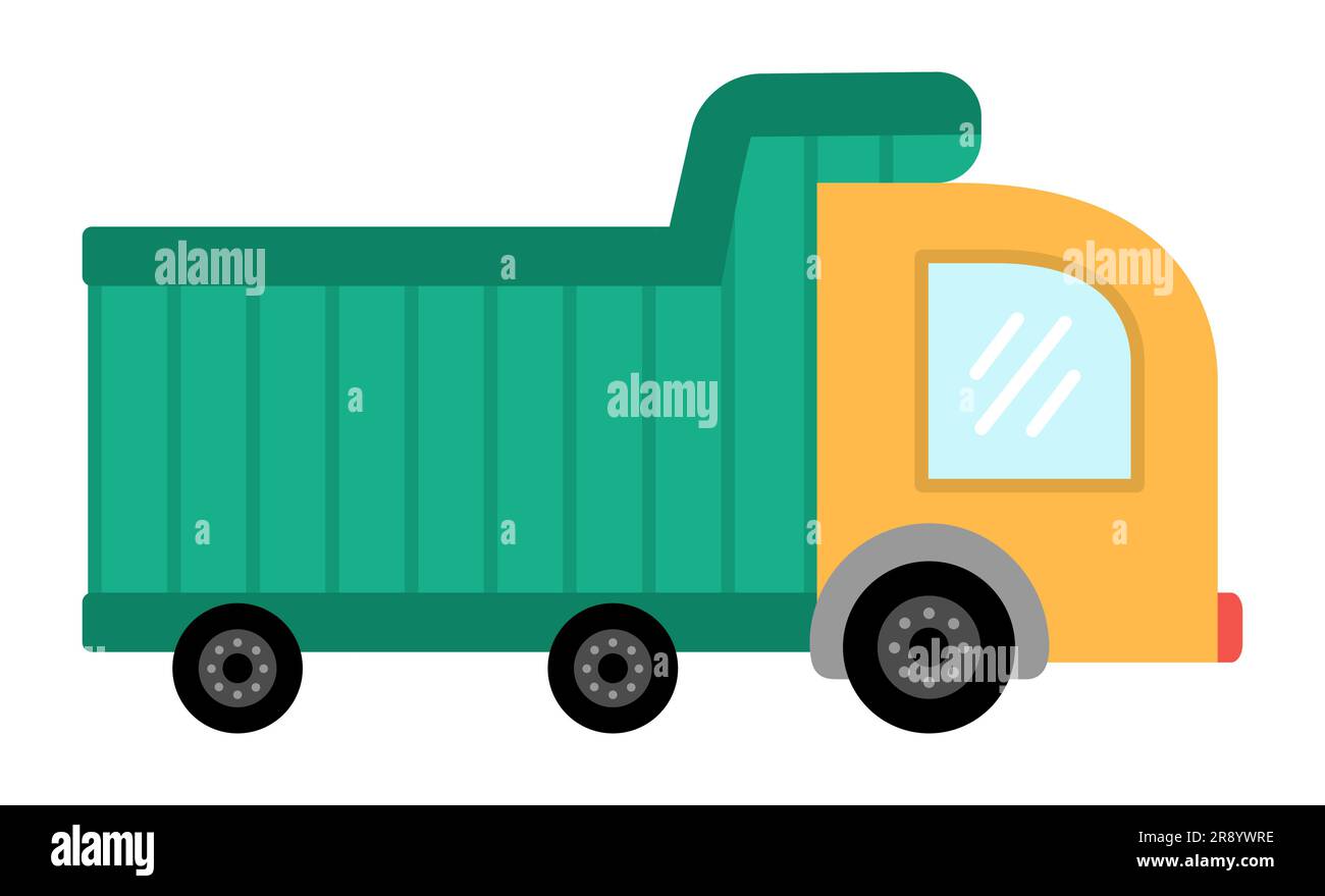 Vector green truck car. Funny automobile for kids. Cute vehicle clip ...