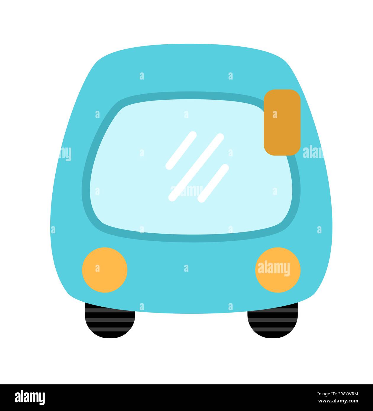 Vector blue bus front view icon. Funny autobus for kids. Cute vehicle ...