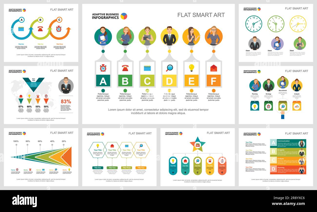 Colorful research or teamwork concept infographic charts set Stock ...
