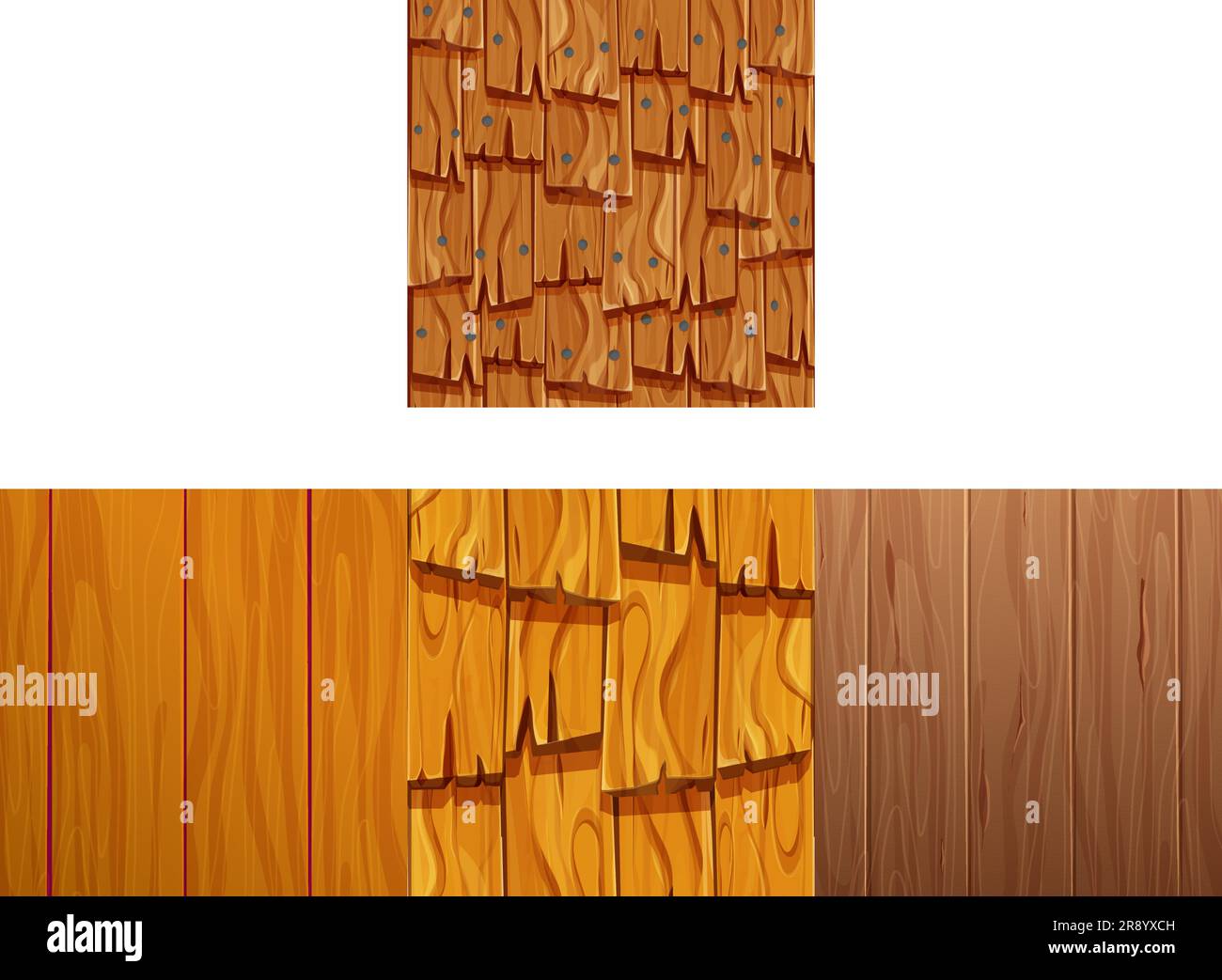 Set wooden material, textured surface wood comic background in cartoon ...
