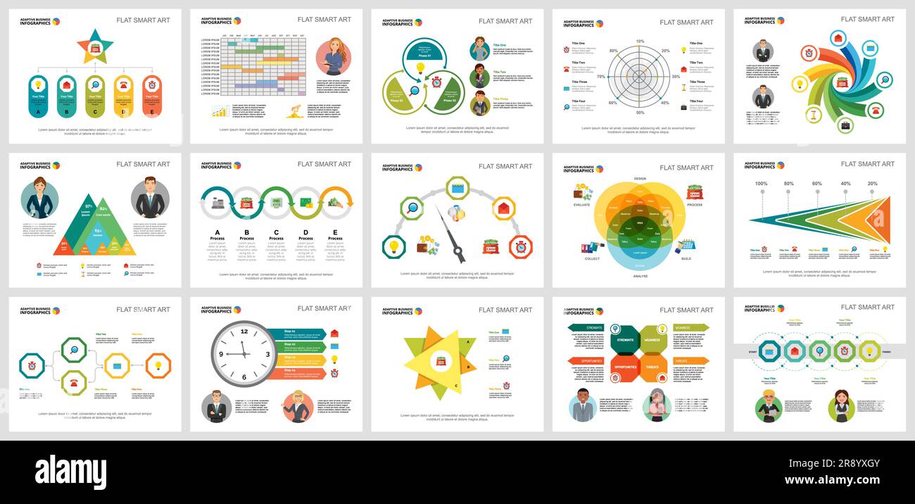 Colorful consulting or planning concept infographic charts set Stock ...