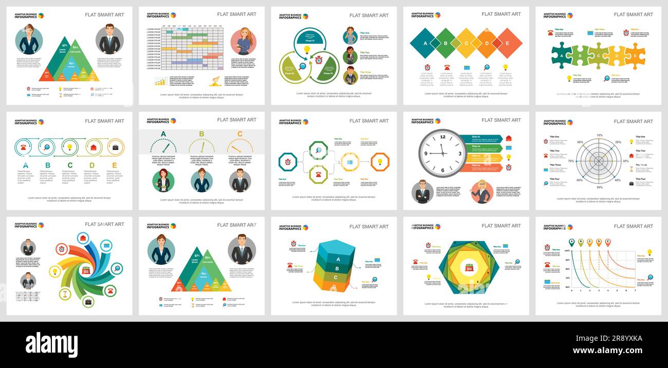 Colorful finance and analytics concept infographic charts set Stock ...