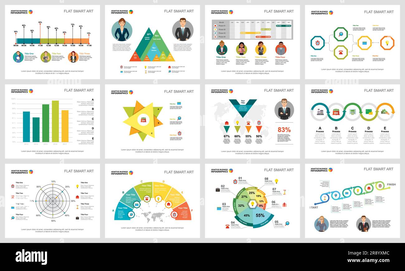 Colorful analytics or logistics concept infographic charts set Stock ...