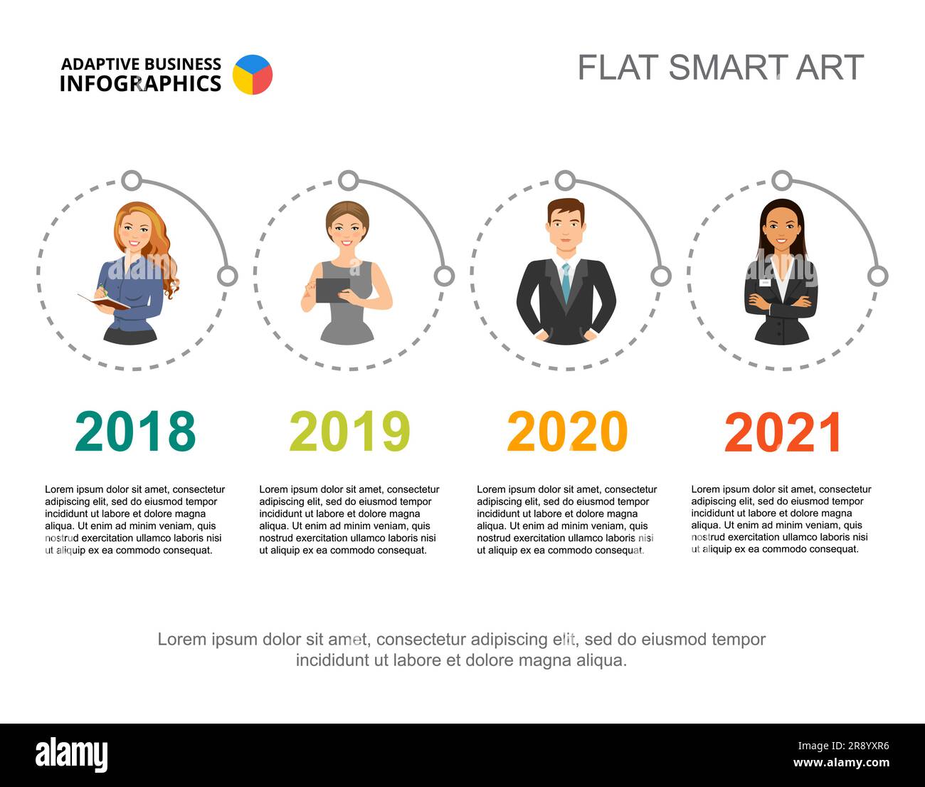 Four years timeline process chart template for presentation Stock ...