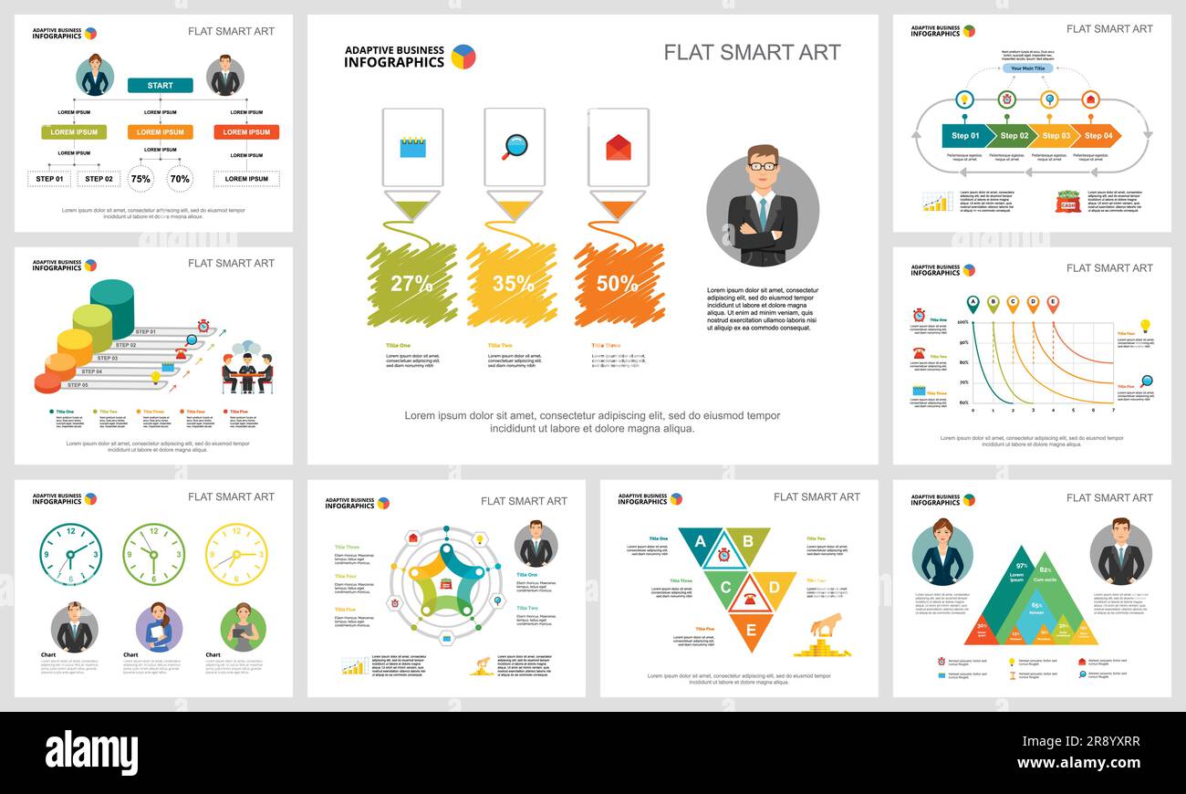 Colorful statistics and finance concept infographic charts set Stock ...