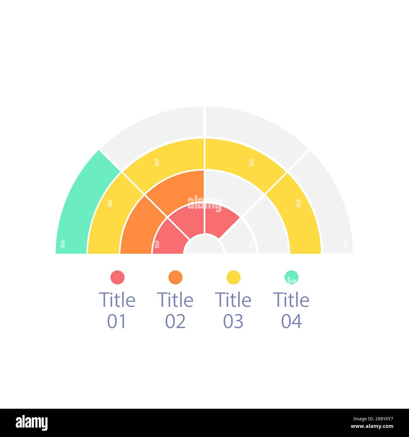 Half moon infographic chart design template with four rings Stock ...