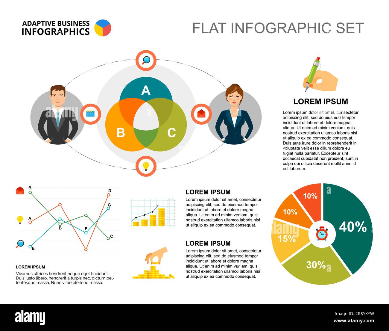Financial pie and line charts template for presentation Stock Vector ...