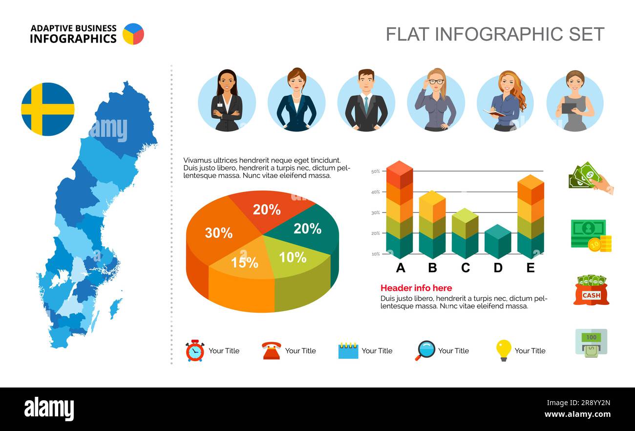 Financial report bar and pie charts template for presentation Stock ...