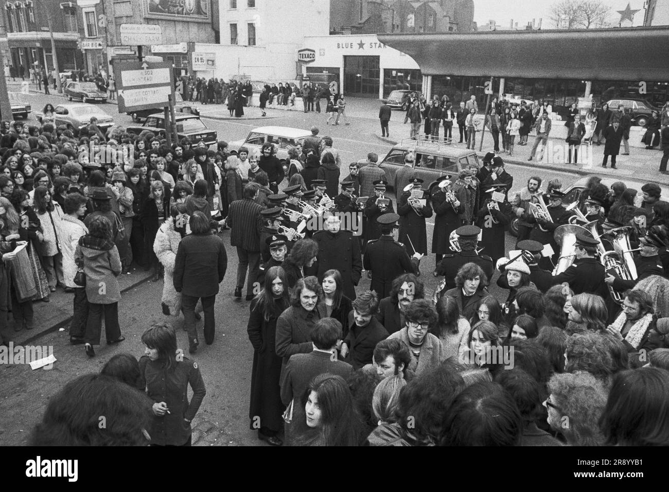 The Salvation Army plays to the crowd waiting for the Rolling Stones ...