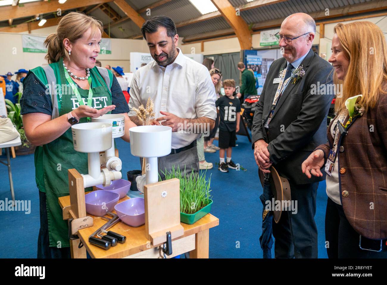 First Minister Humza Yousaf (centre) during a visit to the Royal ...