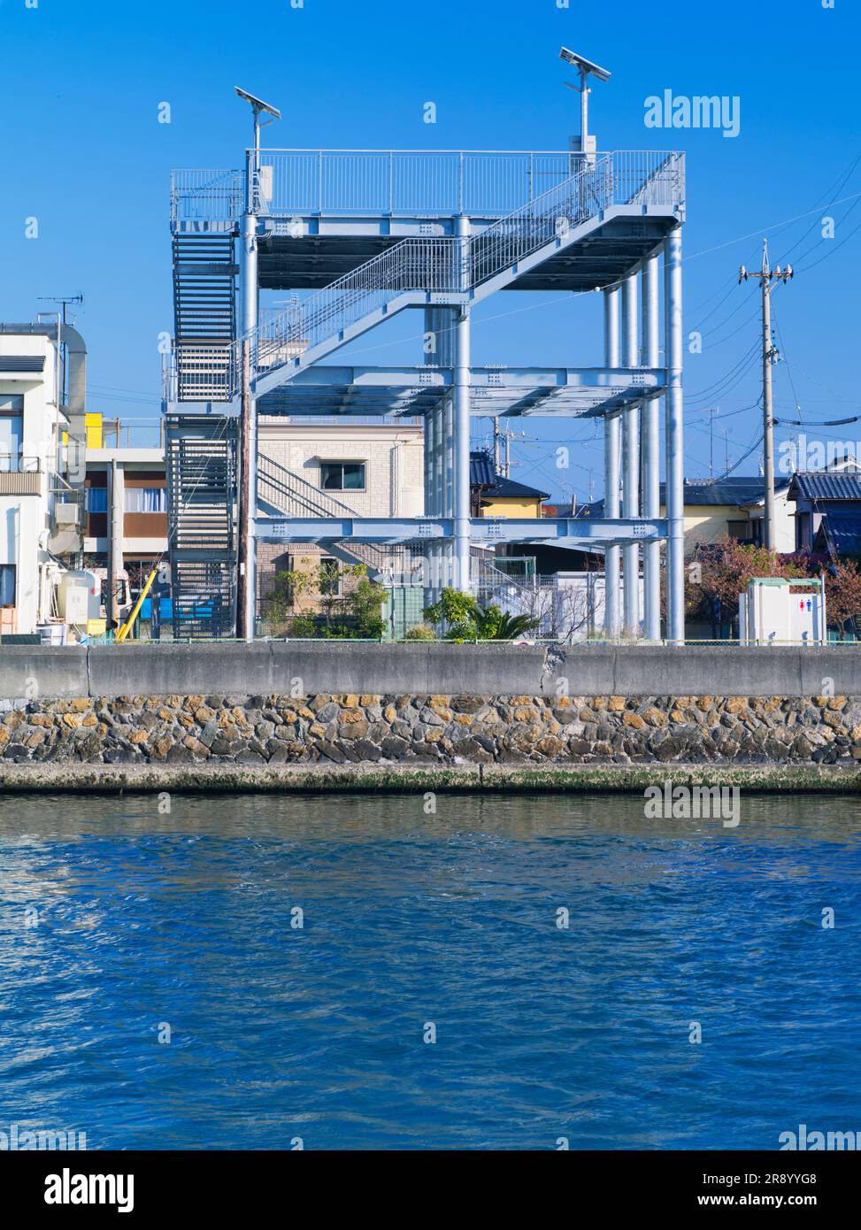 Hamana Lake and Tsunami Evacuation Tower Stock Photo - Alamy