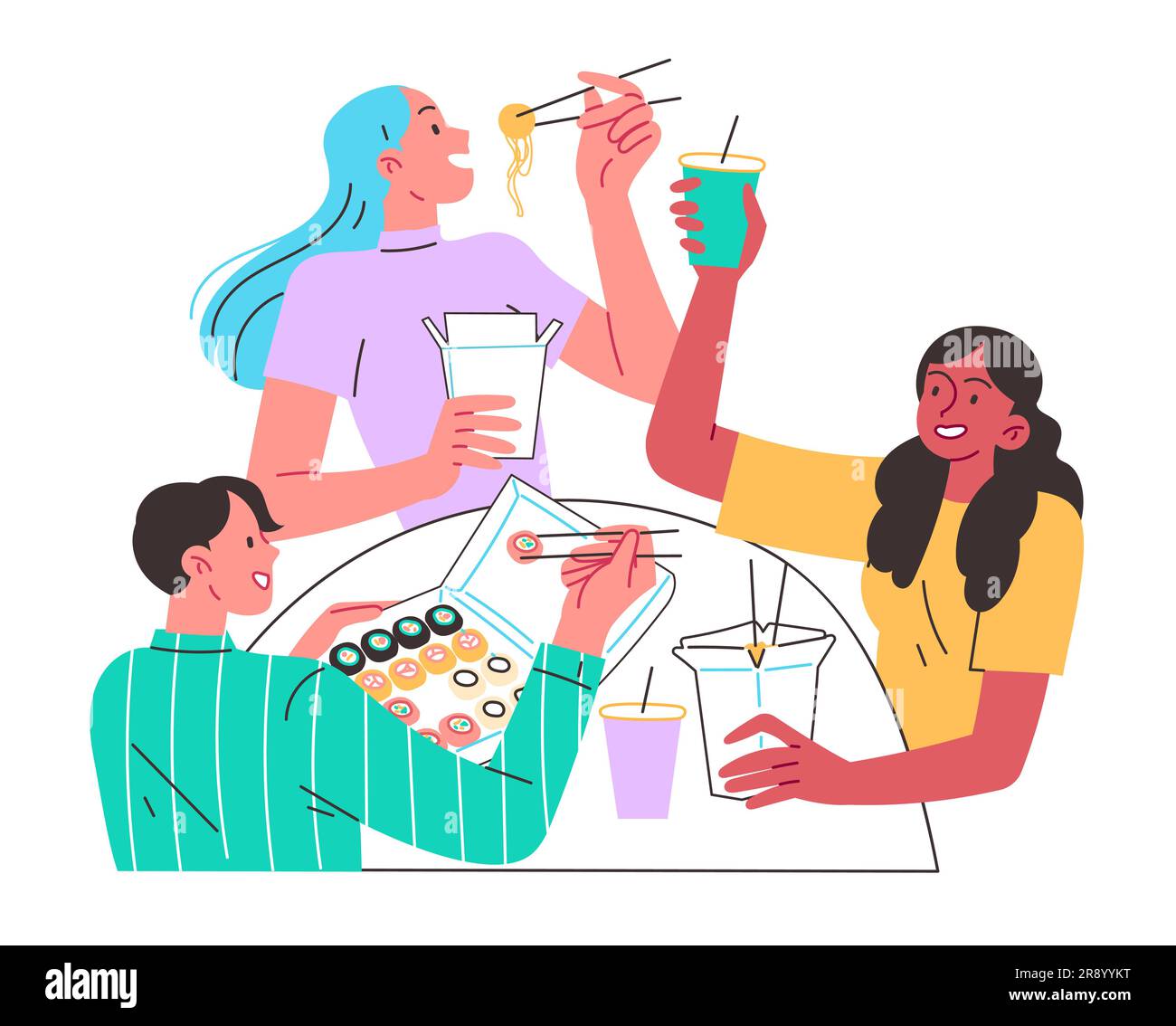 People eating chinese food restaurant Stock Vector Images - Alamy