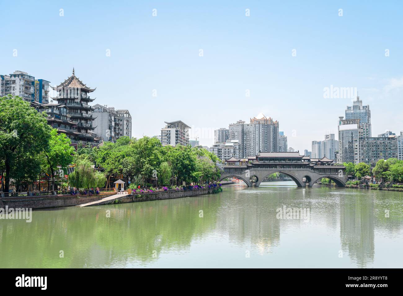 A sunny day on the riverside promenade in Chengdu Stock Photo - Alamy