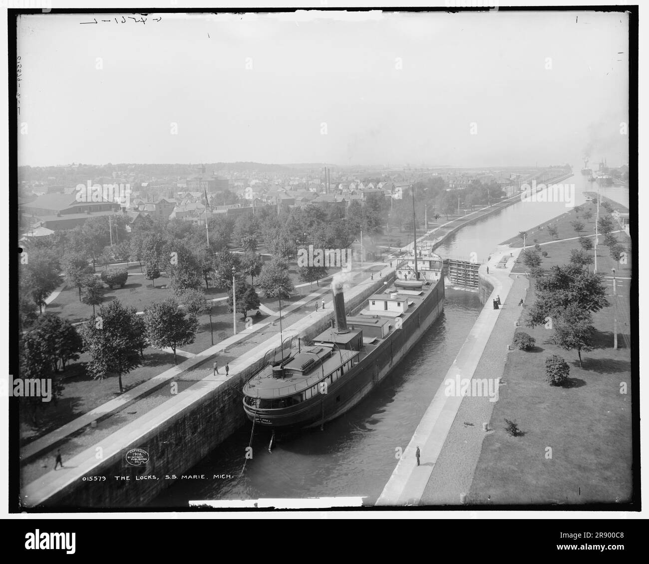 The Locks, S.S. Marie, Mich., c1908. The Soo Locks at Sault Ste. Marie ...
