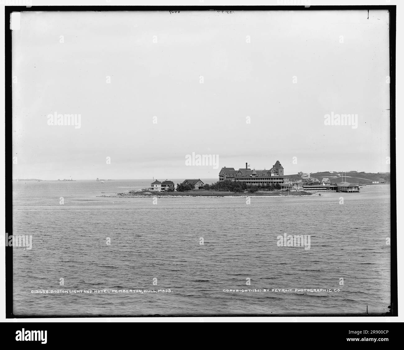 Boston Light and Hotel Pemberton from Paddock's Island, Hull, Mass ...