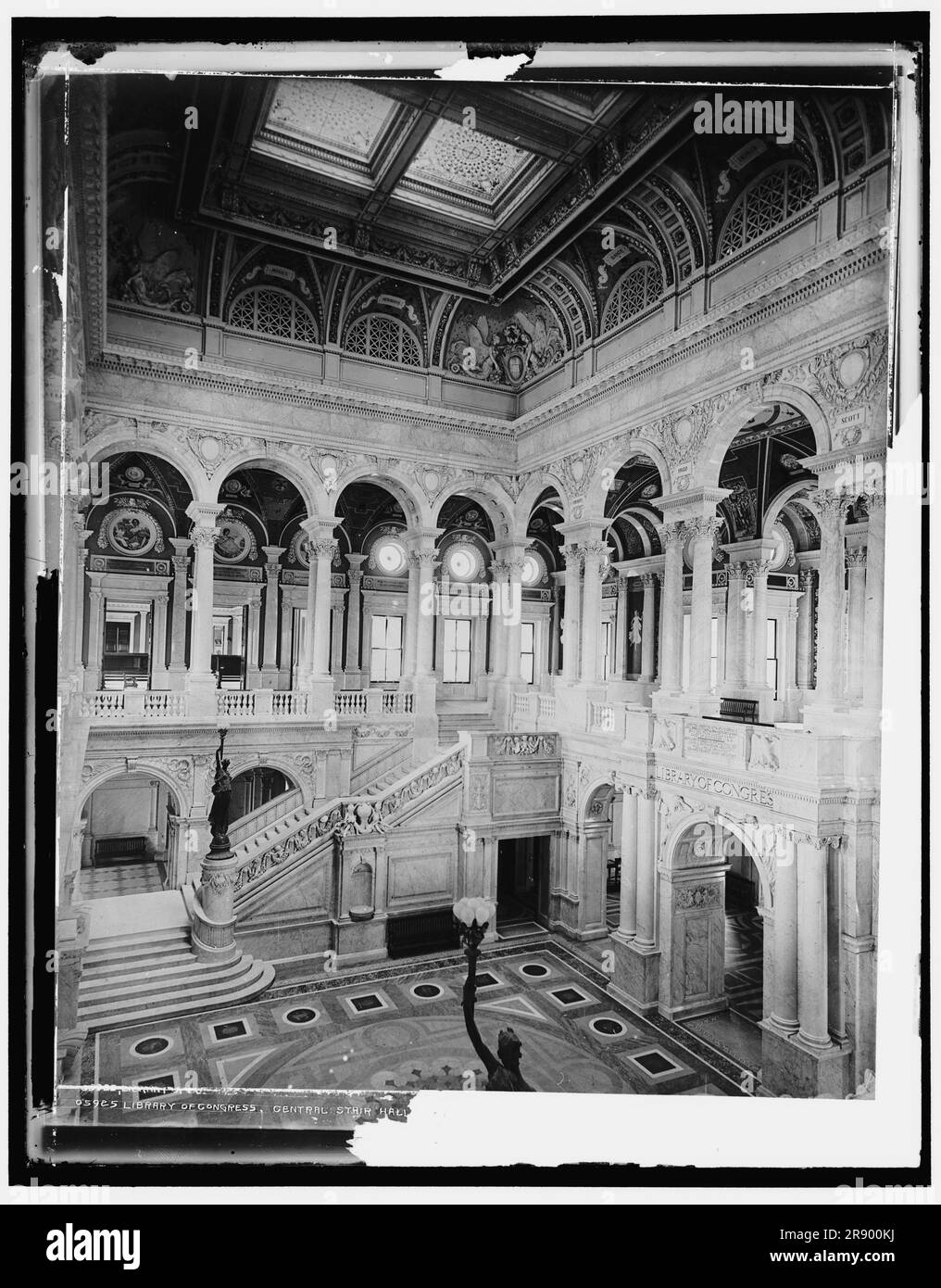 Library of Congress central stair hall, 1900 or 1901 Stock Photo - Alamy