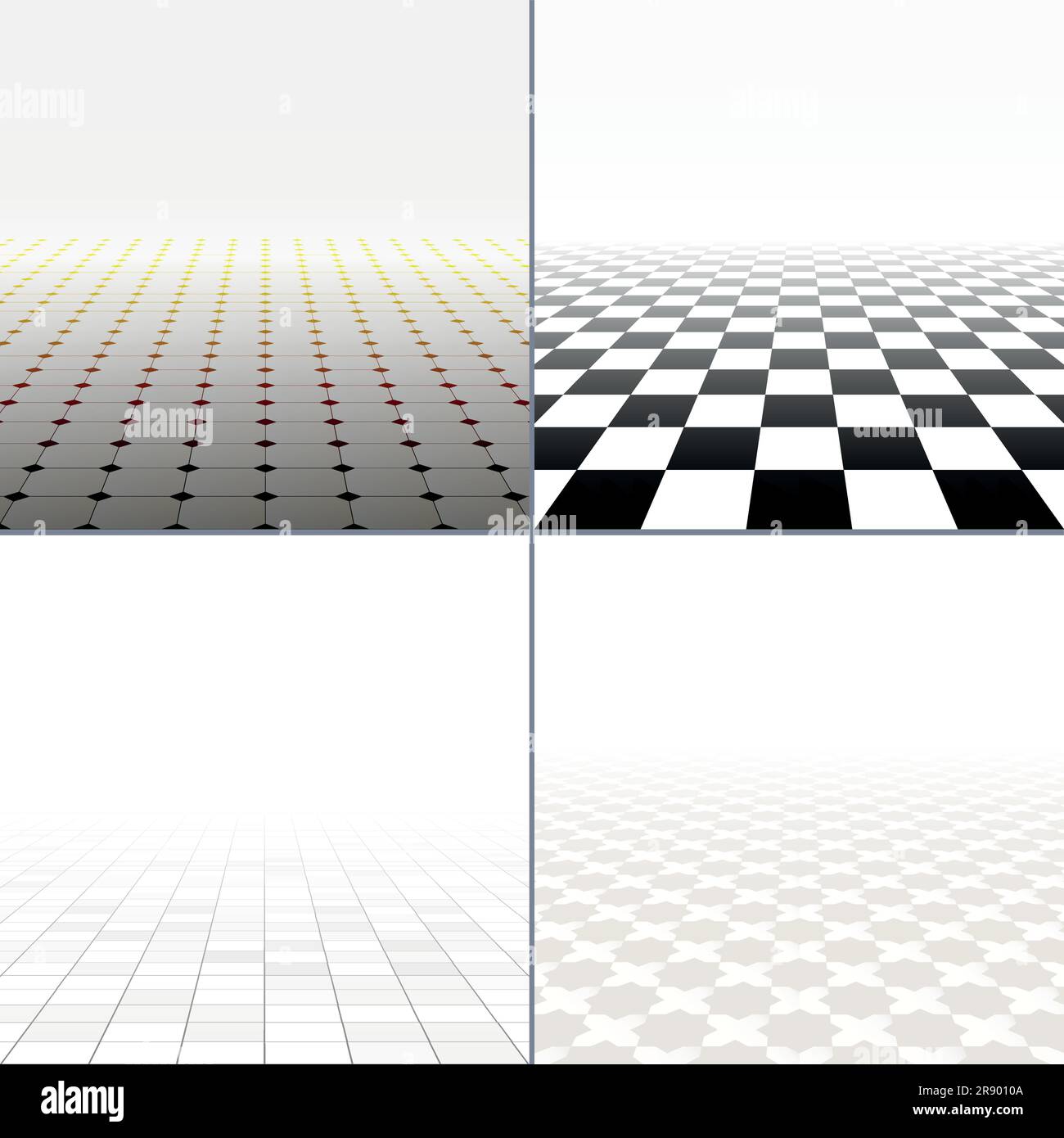 Collection of abstract background with perspective. Vector tile floor ...