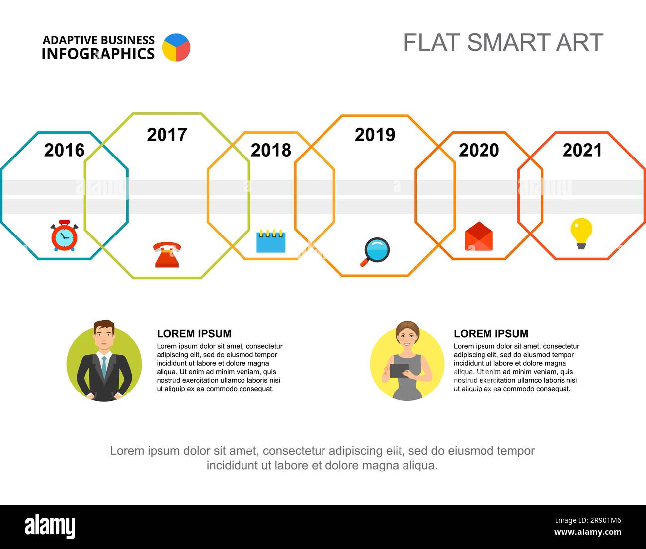 Six years timeline process chart template for presentation Stock Vector ...