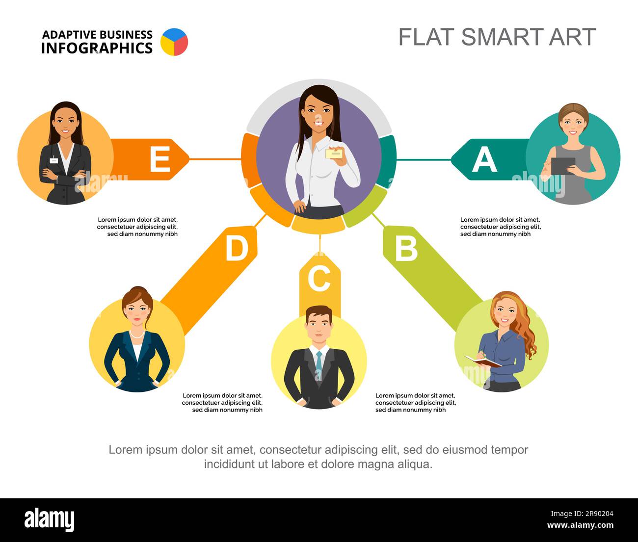 Five employees process chart template for presentation Stock Vector ...