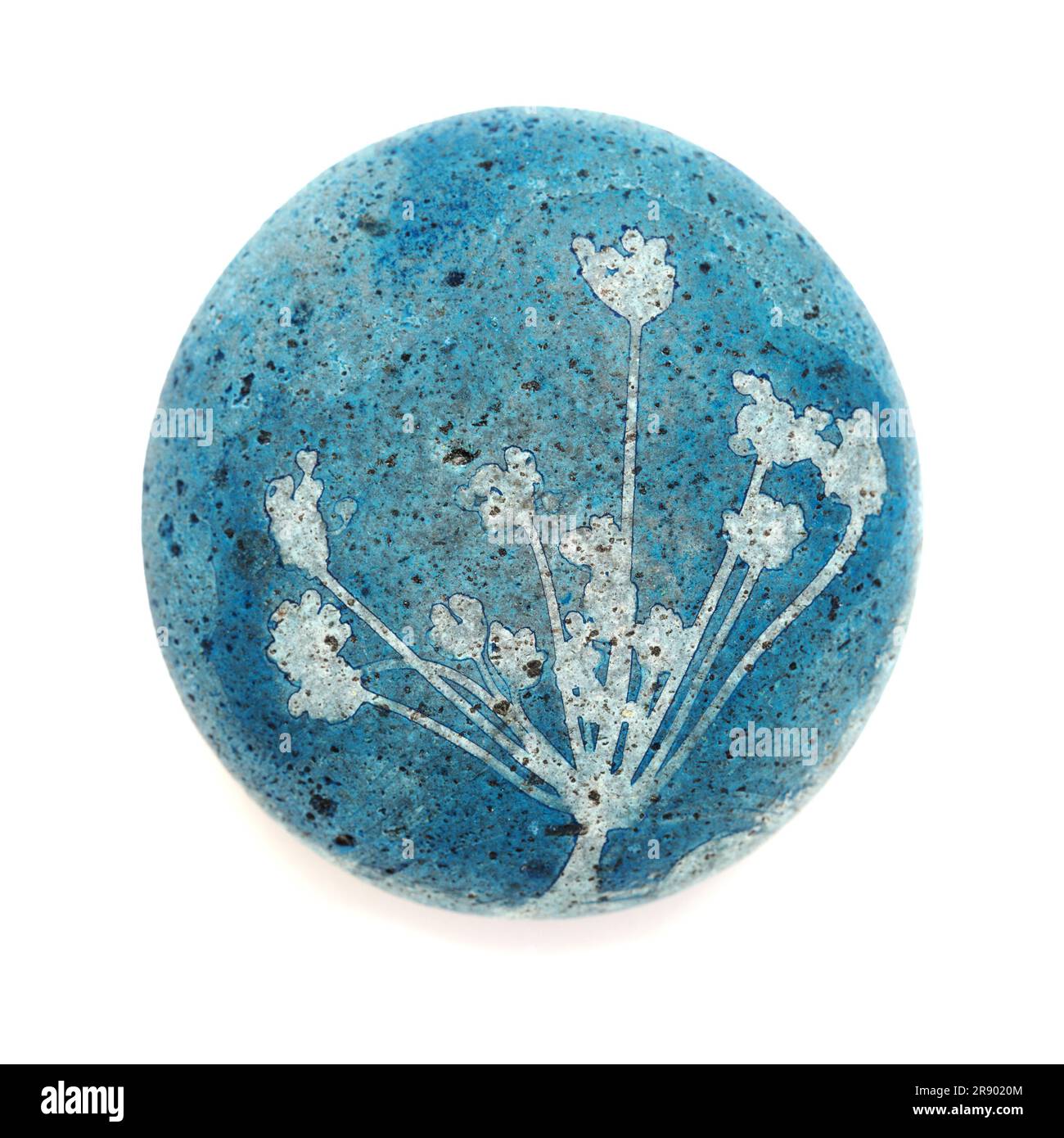 Image created in cyanotype technique on round grey pebble Stock Photo ...
