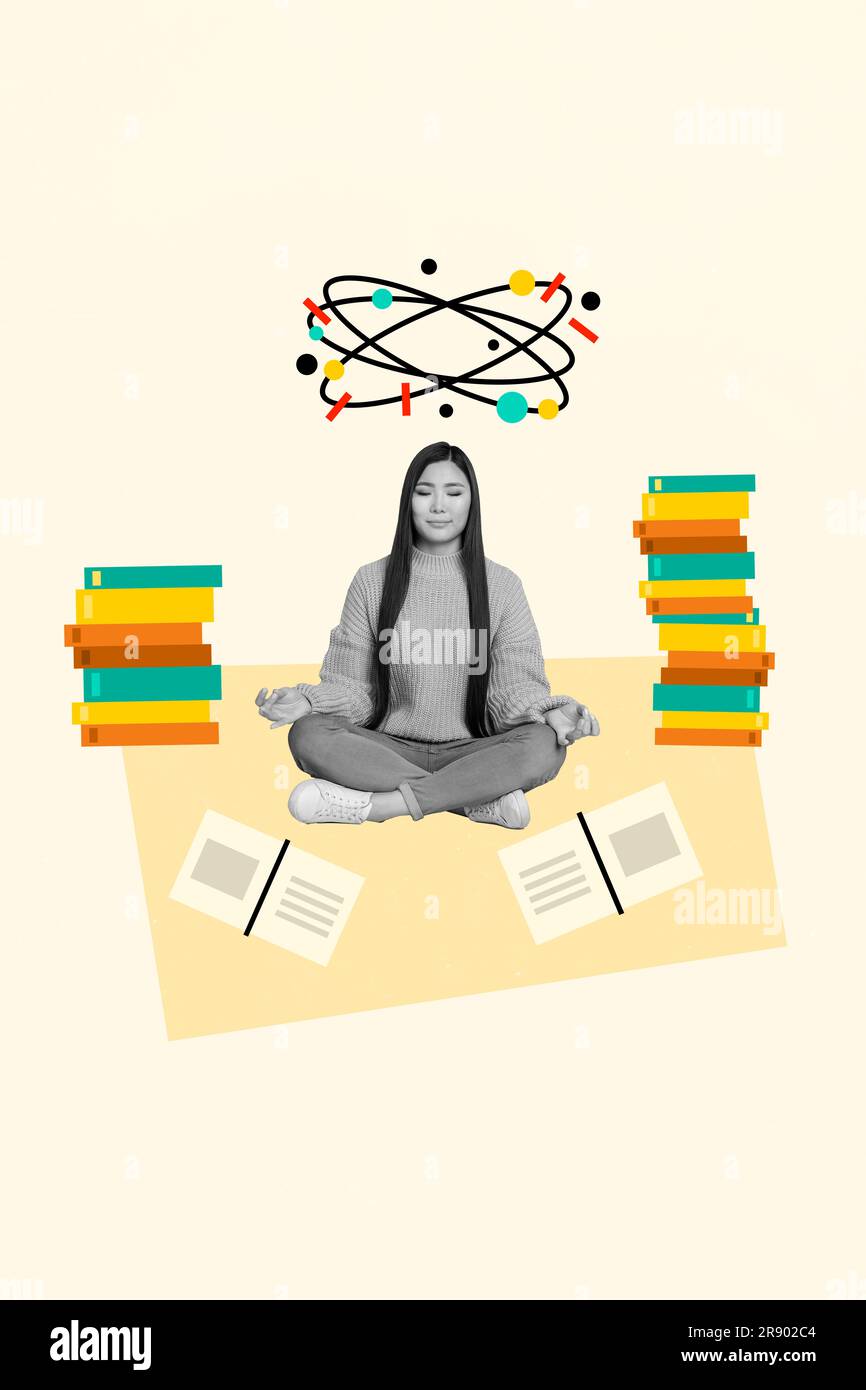 Vertical creative photo abstract collage of concentrated clever minded ...