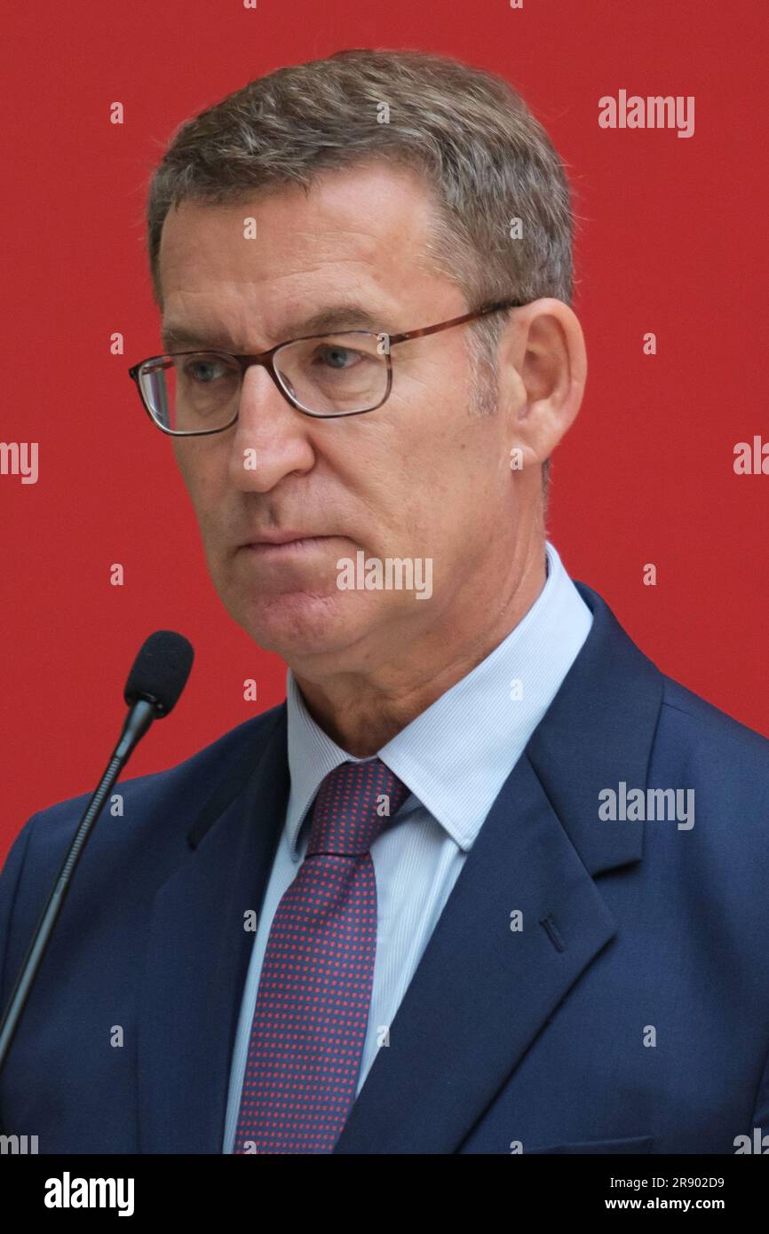 The president of the PP, Alberto Nuñez Feijoo during Ayuso's ...