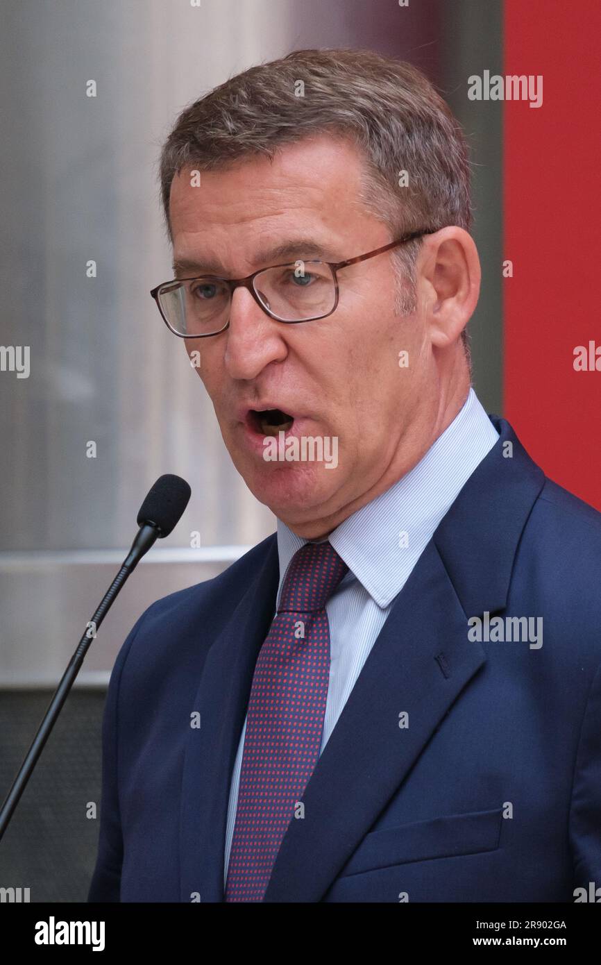The president of the PP, Alberto Nuñez Feijoo during Ayuso's ...