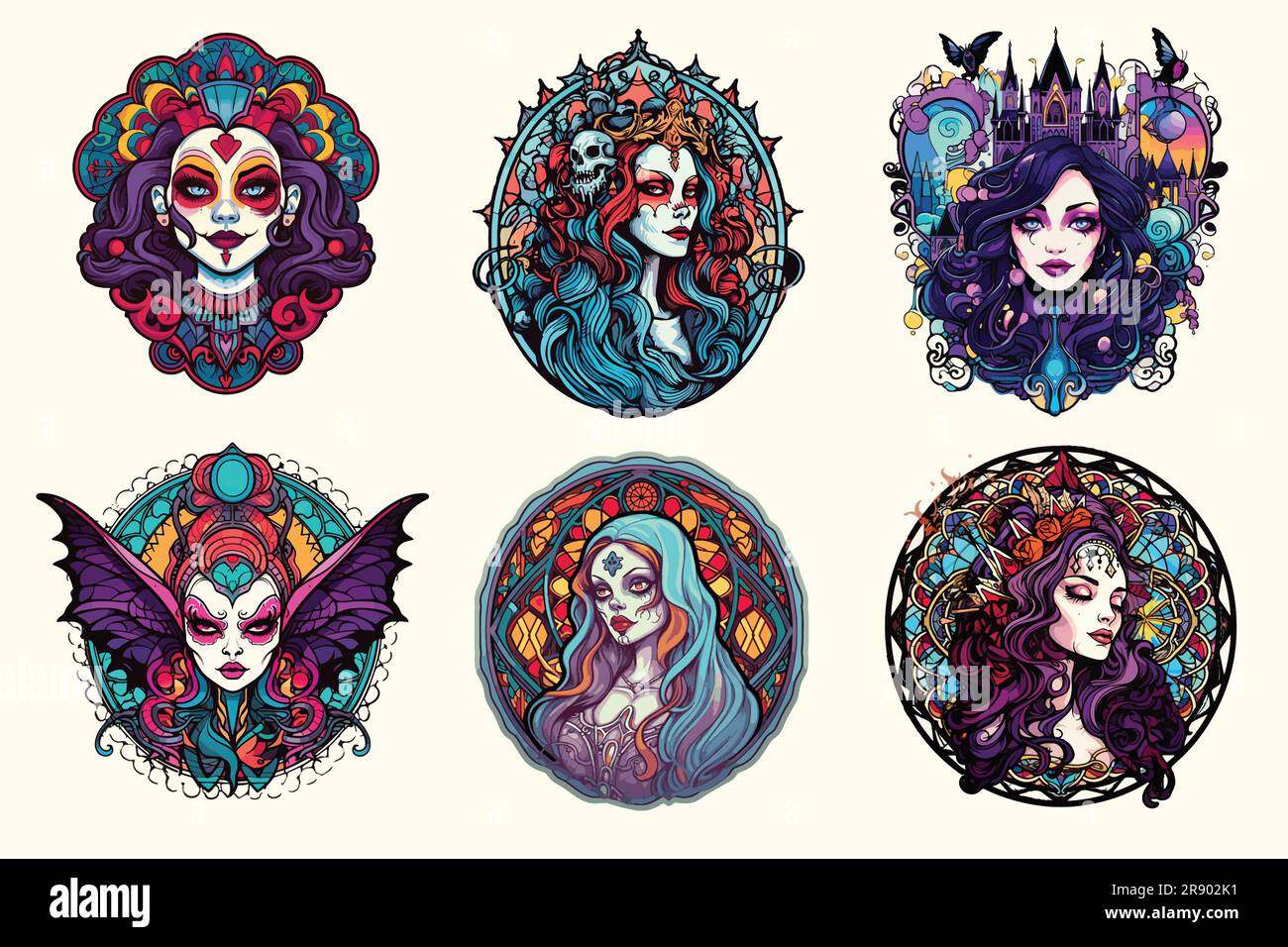 a gothic sticker, adorable and flashy colors. Details for halloween ...