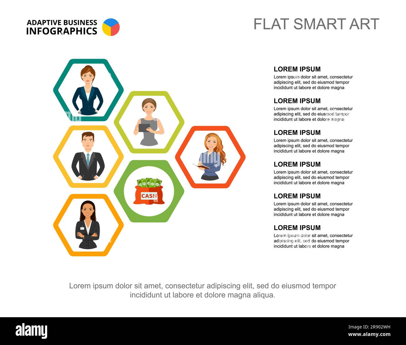 Six elements financial process chart template for presentation Stock ...