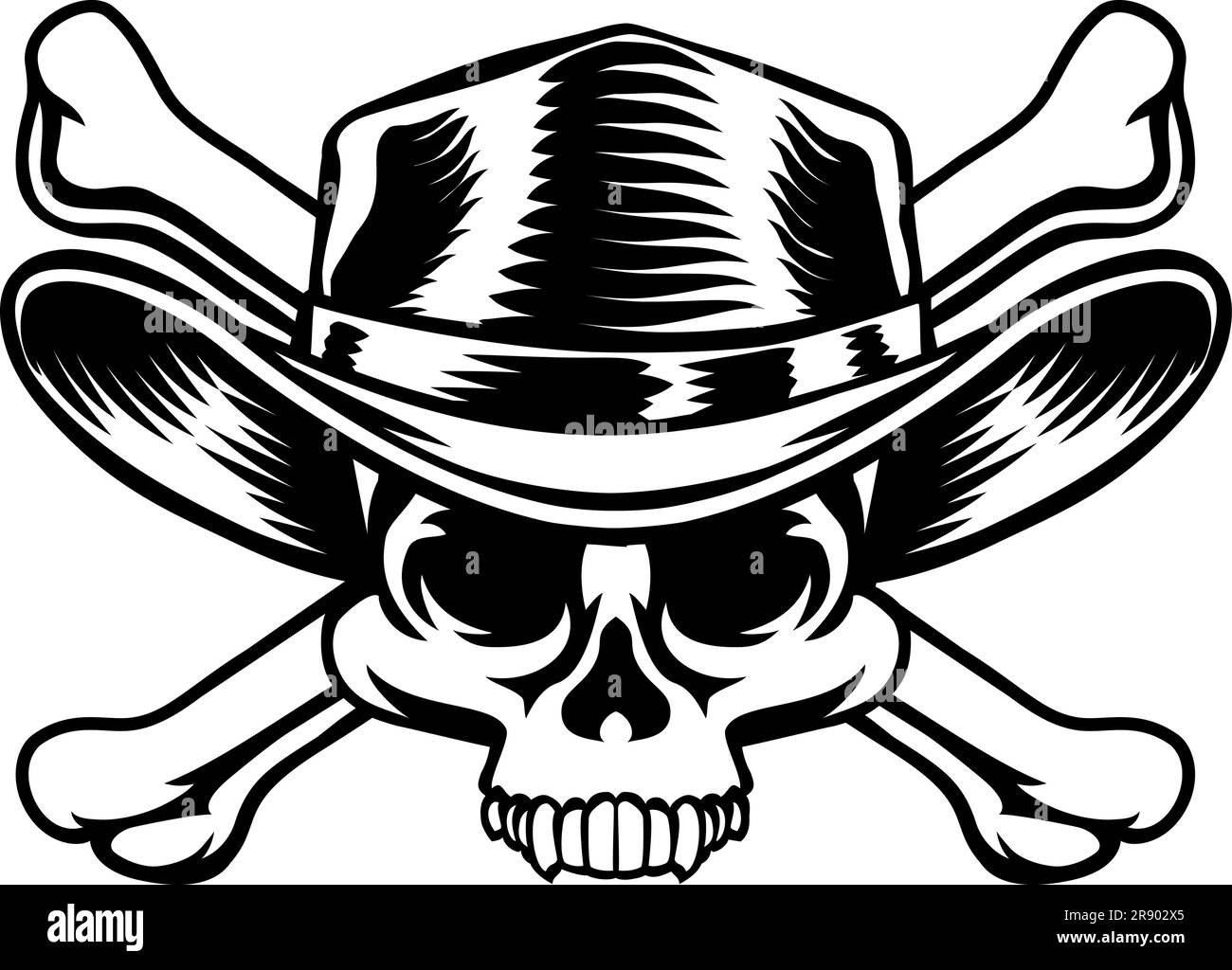 Cowboy Hat Western Skull Pirate Cross Bones Stock Vector Image & Art ...