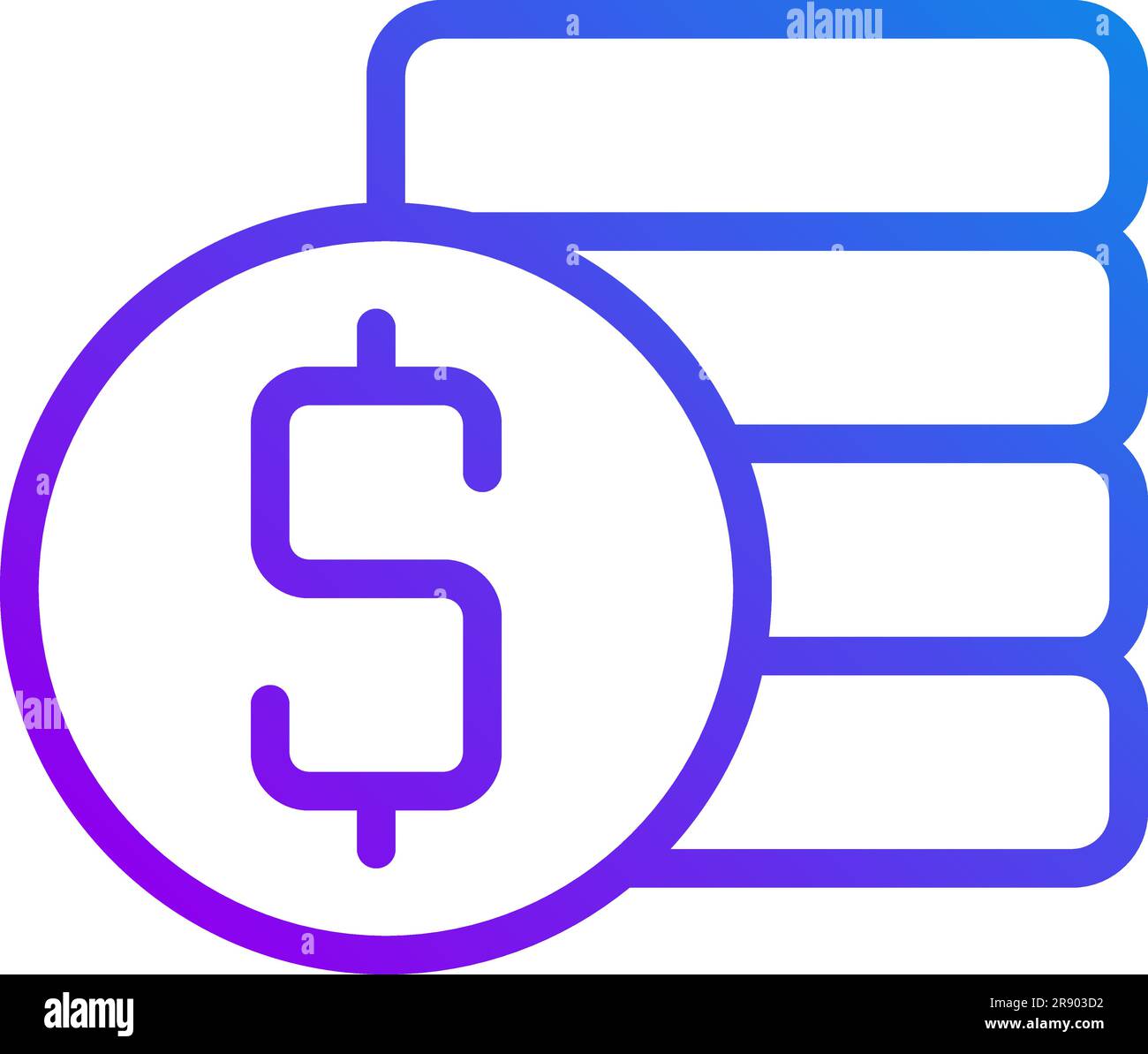 Coins stack and dollar symbol pixel perfect gradient linear vector icon ...