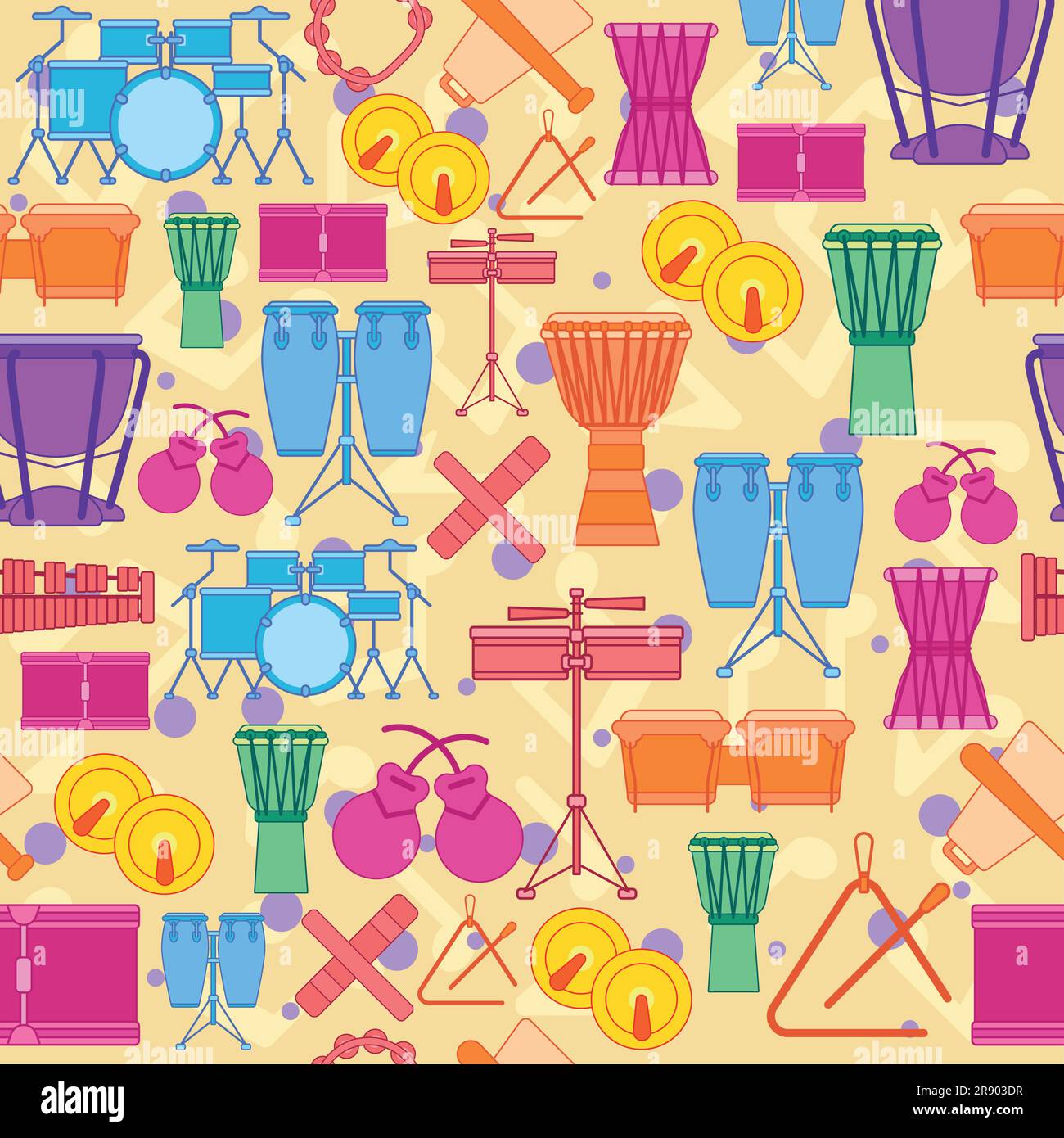 Colored seamless pattern background with musical instruments Vector ...