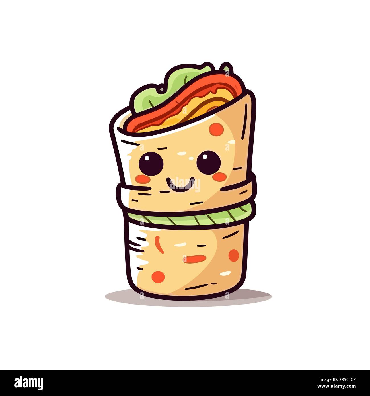 Mexican burrito wrap. Burritos hand-drawn illustration. Vector doodle style cartoon illustration ...