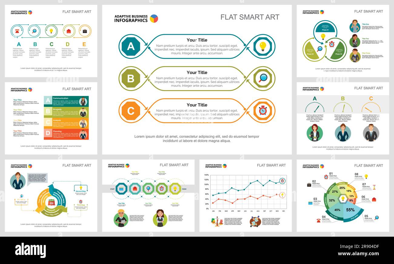 Colorful statistics or research concept infographic charts set Stock ...