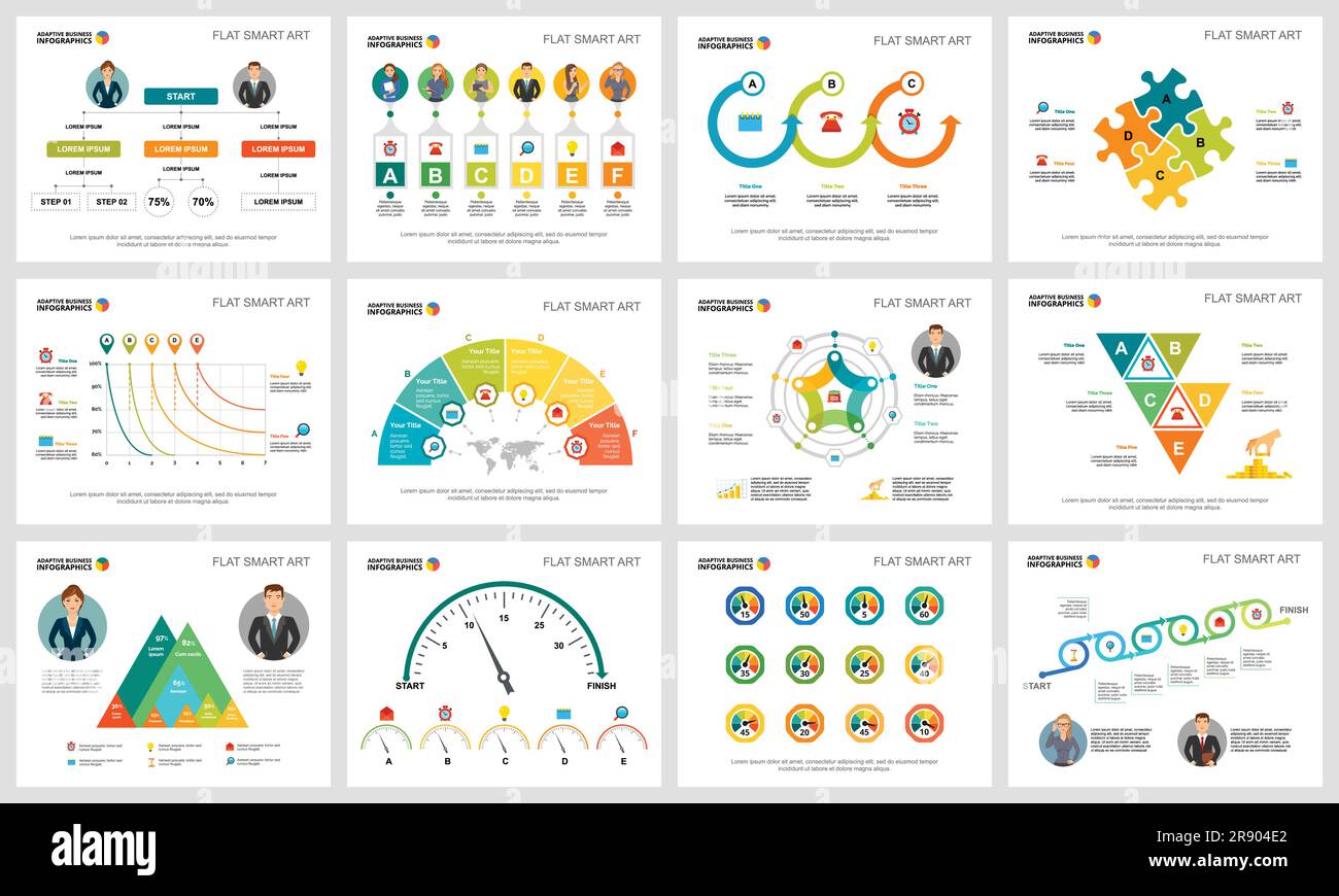 Colorful planning or startup concept infographic charts set Stock ...