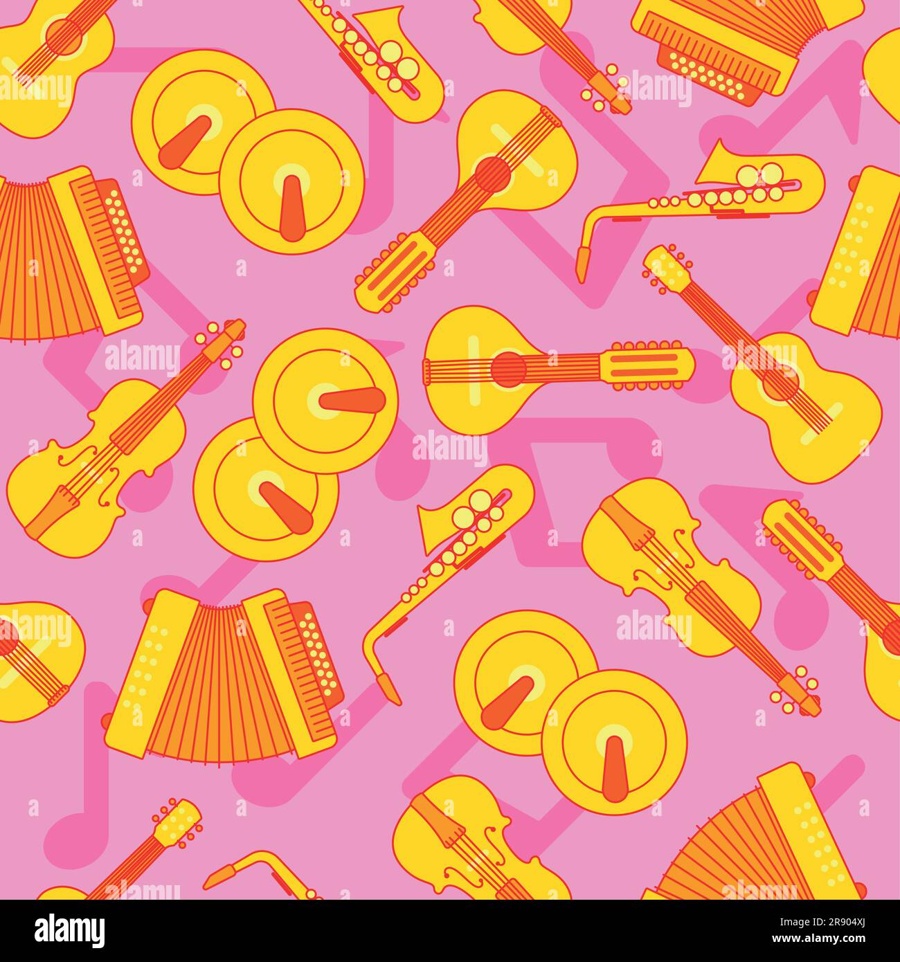 Colored seamless pattern background with musical instruments Vector ...