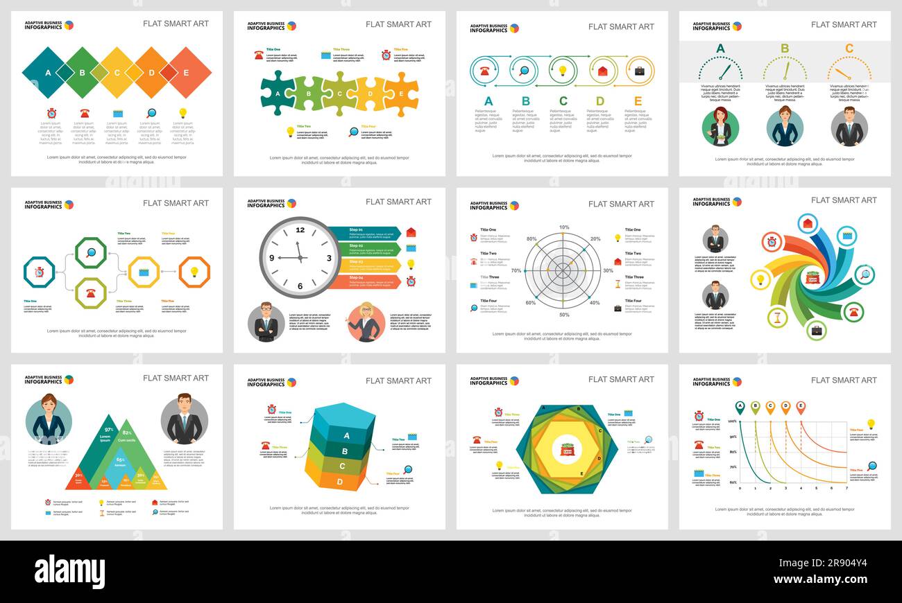 Colorful finance and analytics concept infographic charts set Stock ...