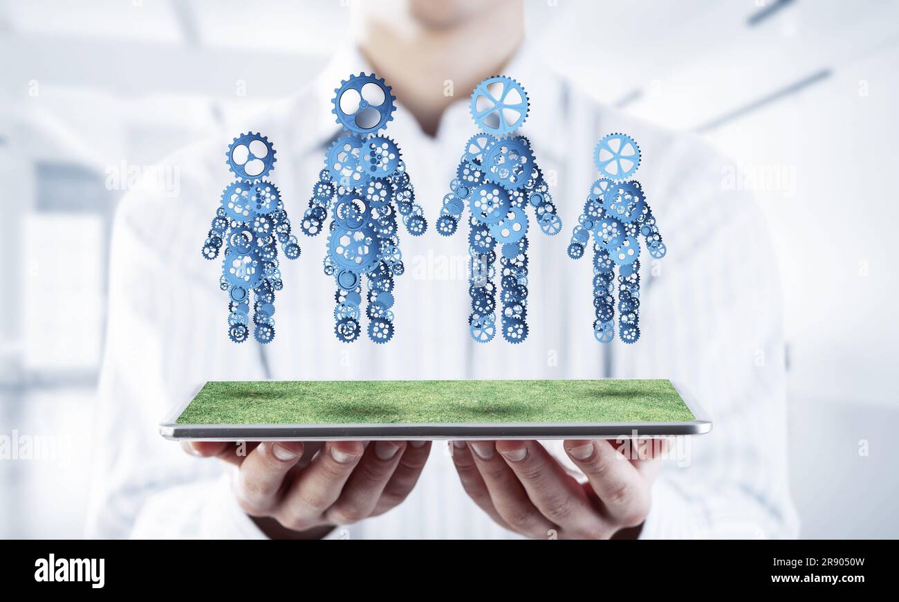 Concept of cooperation or maybe family with two figures presenting ...