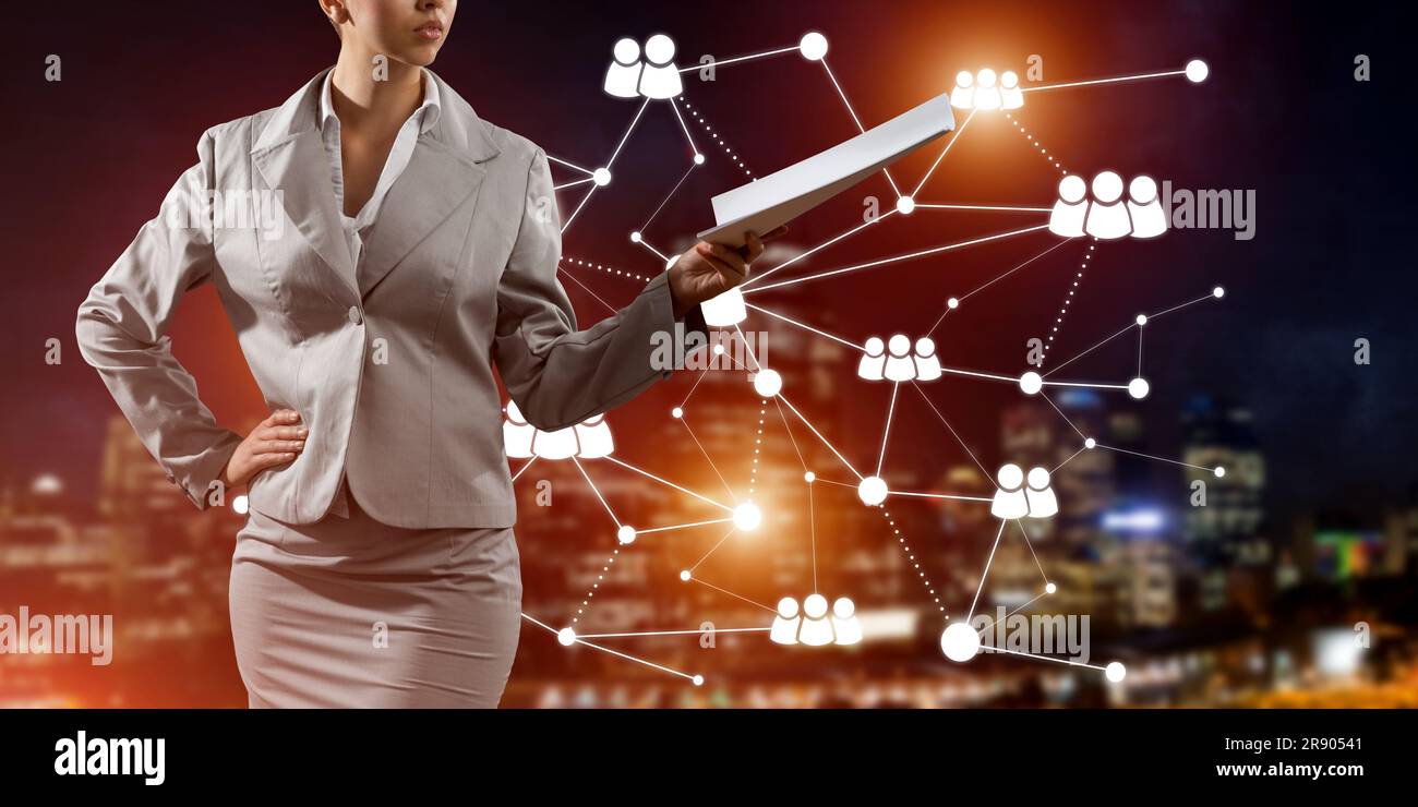 Concept of modern business networking that connect and cooperate people ...