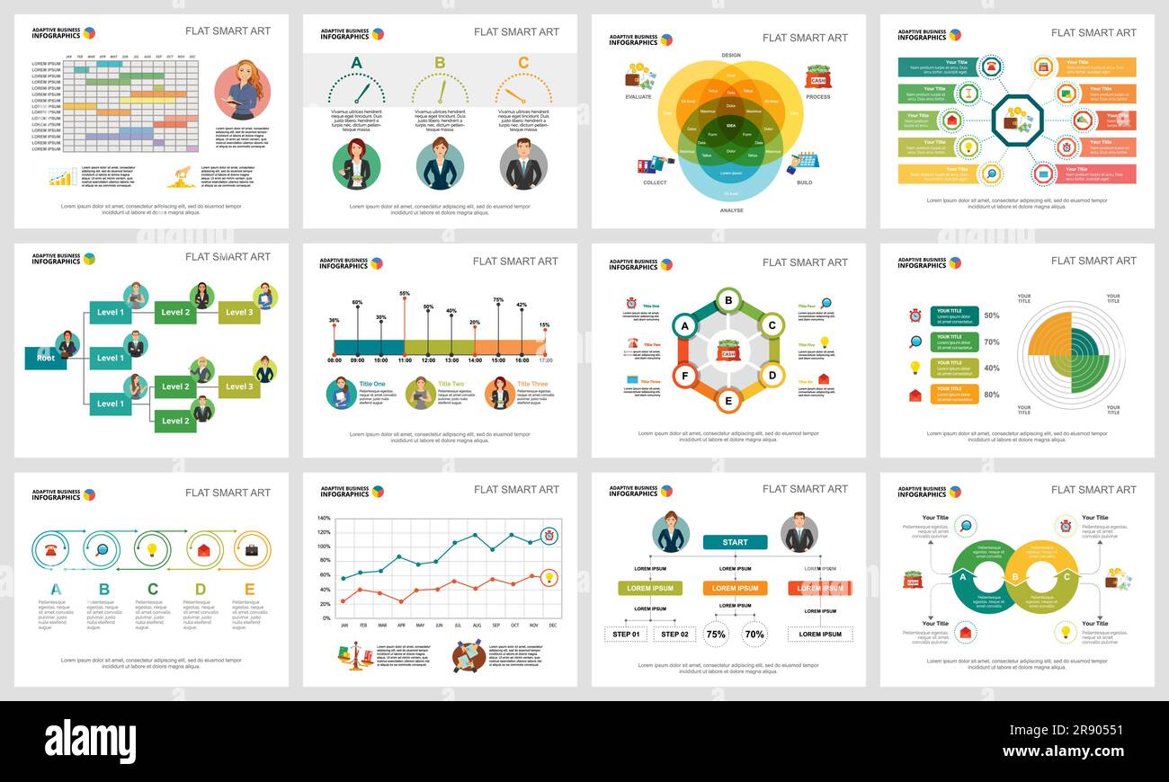 Colorful statistics or planning concept infographic charts set Stock ...