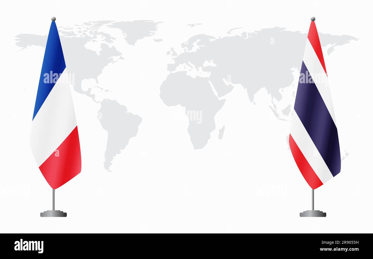 France and Thailand flags for official meeting against background of ...