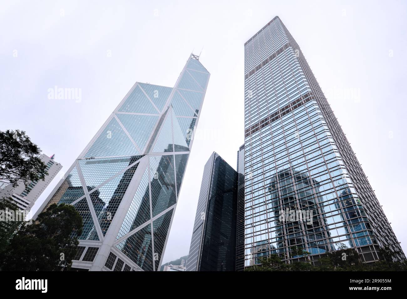 Hong Kong, China - April 2023: Modern financial office buildings in ...