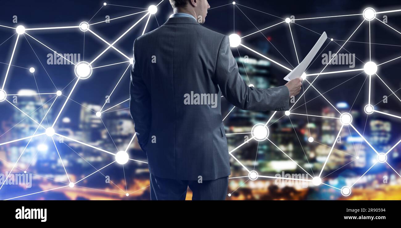 Concept of modern business networking that connect and cooperate people ...