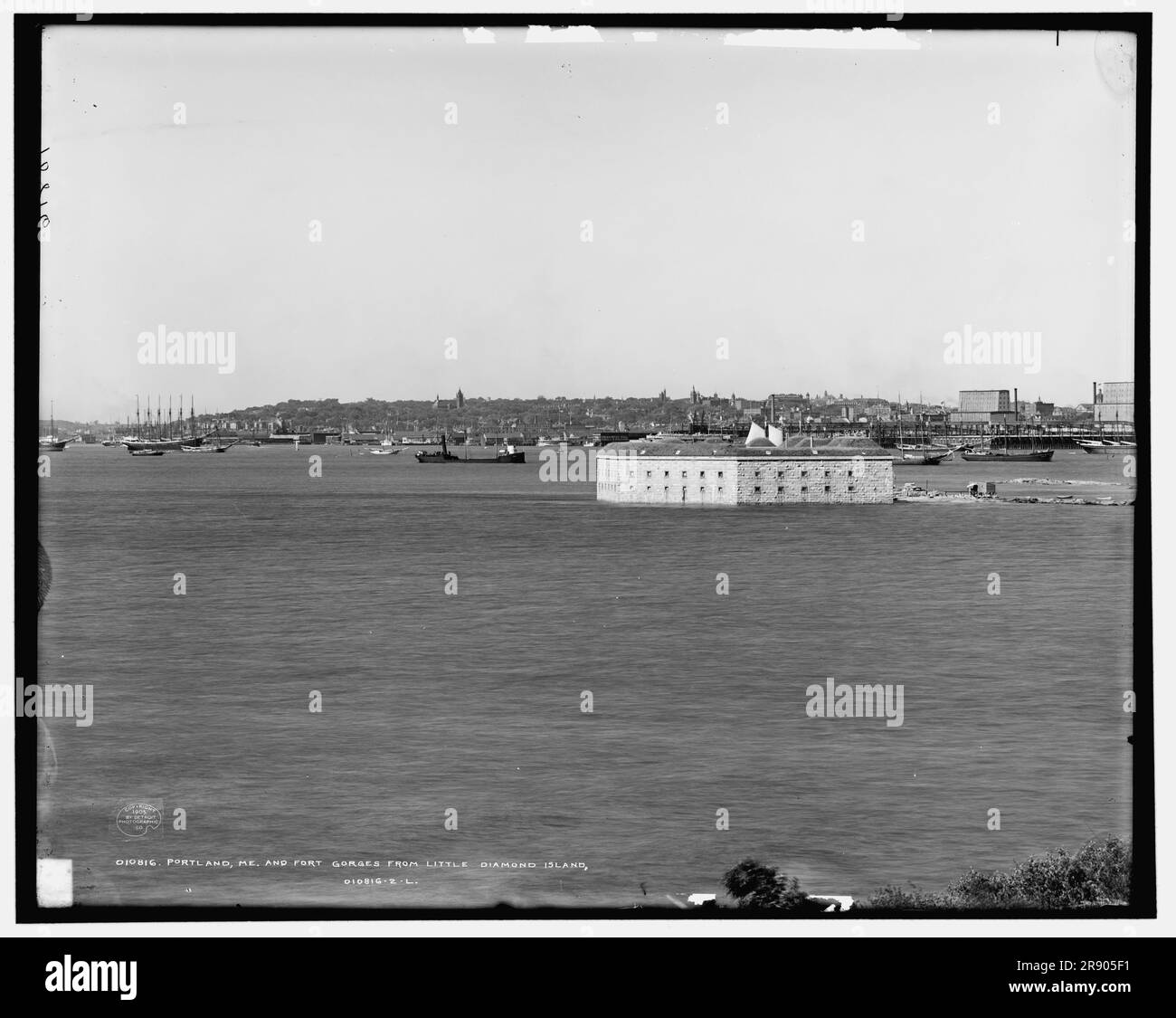 Portland, Me., and Fort Gorges from Little Diamond Island, c1905 Stock ...