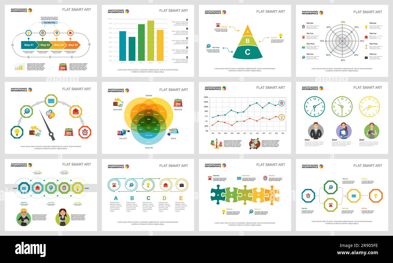 Colorful banking or planning concept infographic charts set Stock ...